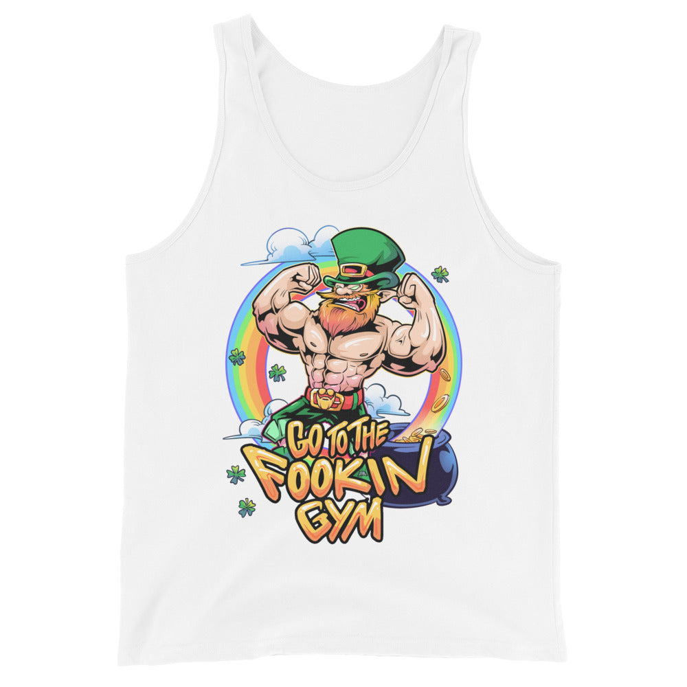 Leprechaun Go To The Fookin Gym Tank Top Papa Swolio