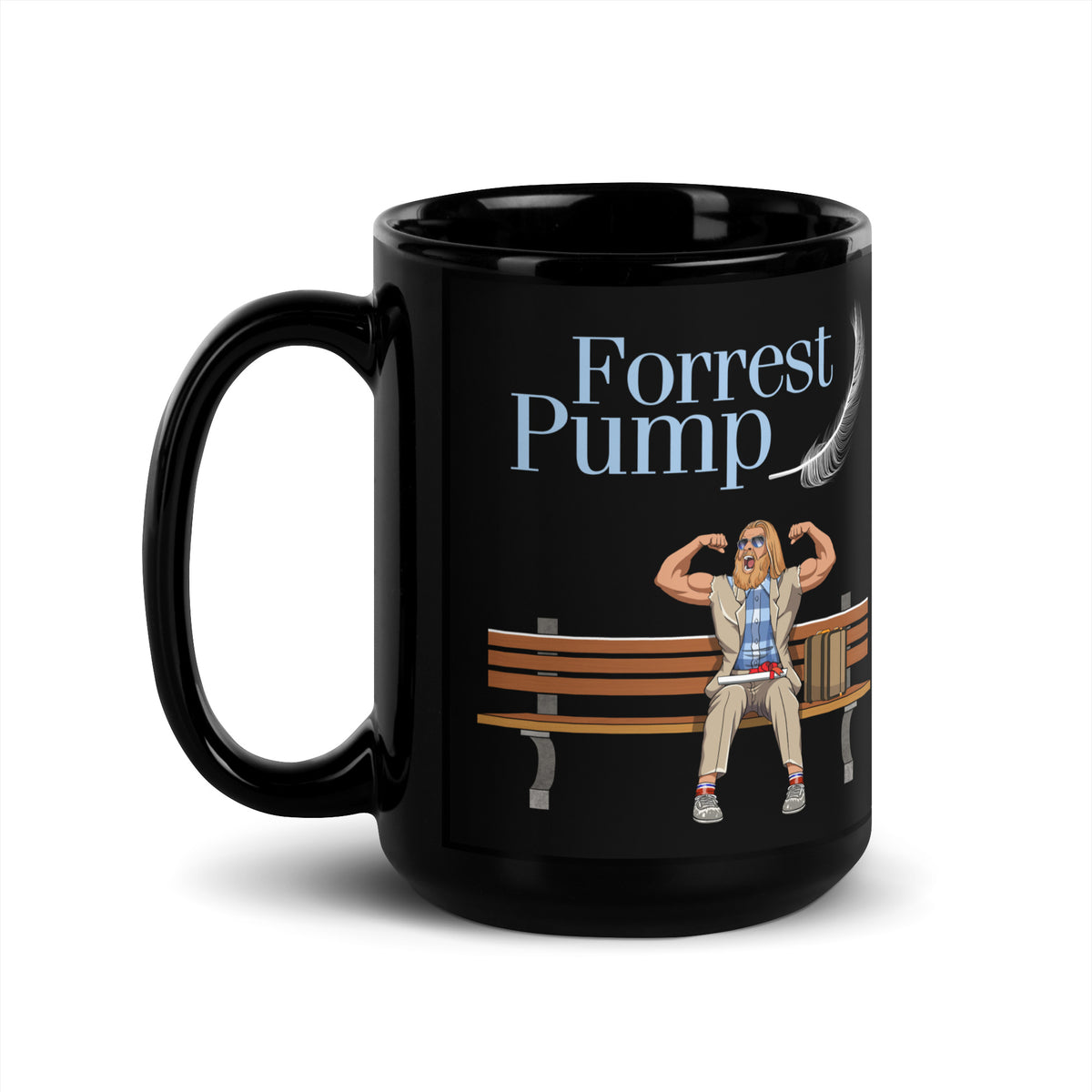 Forrest Pump (Light Text) Mug – Papa Swolio
