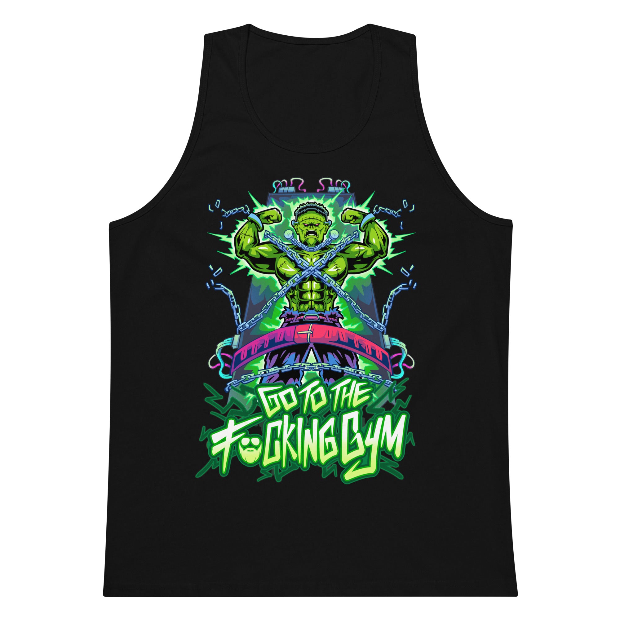 Frankenstein Go To The F*cking Gym Premium Tank Top – Papa Swolio