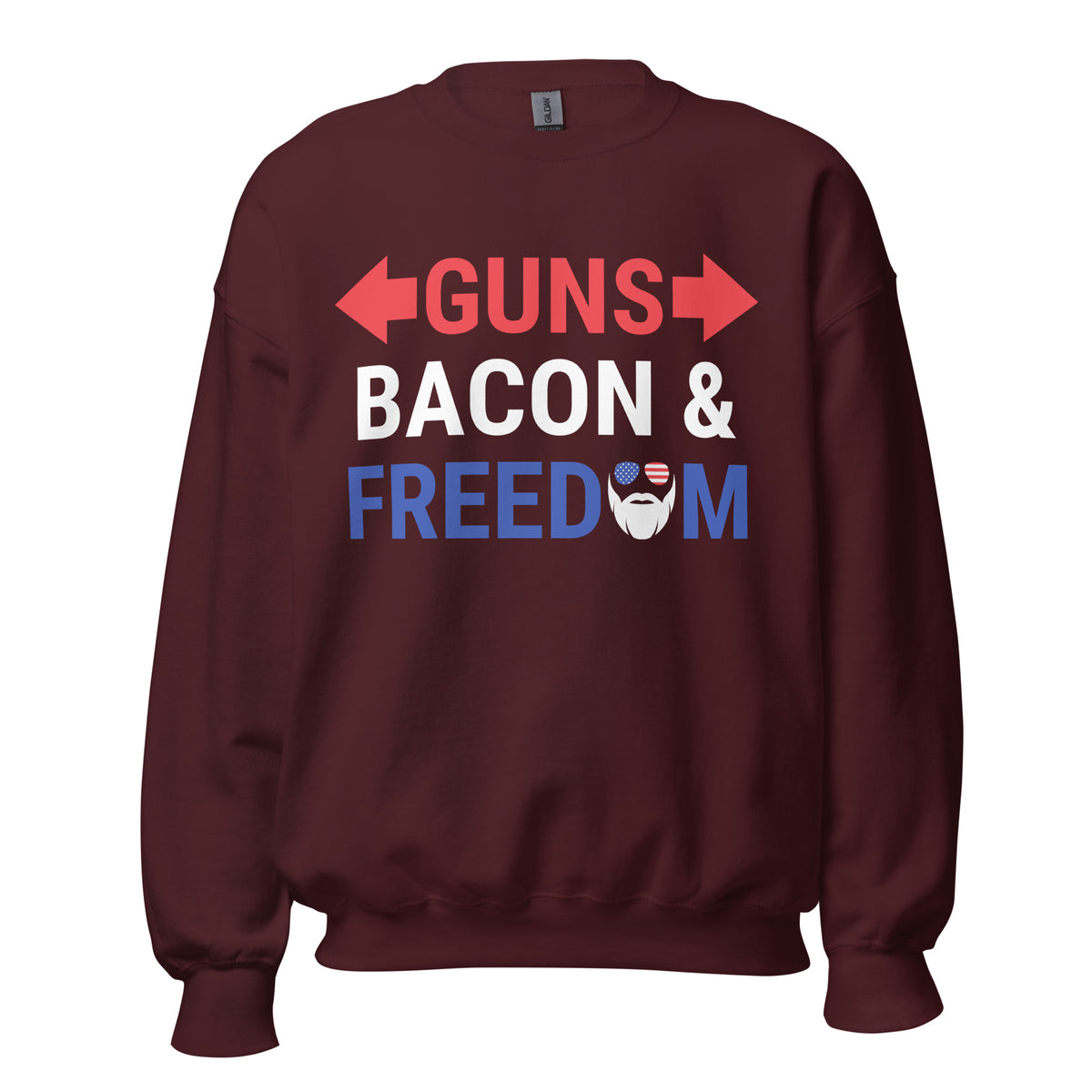 Guns, Bacon & Freedom (Text) Sweatshirt – Papa Swolio