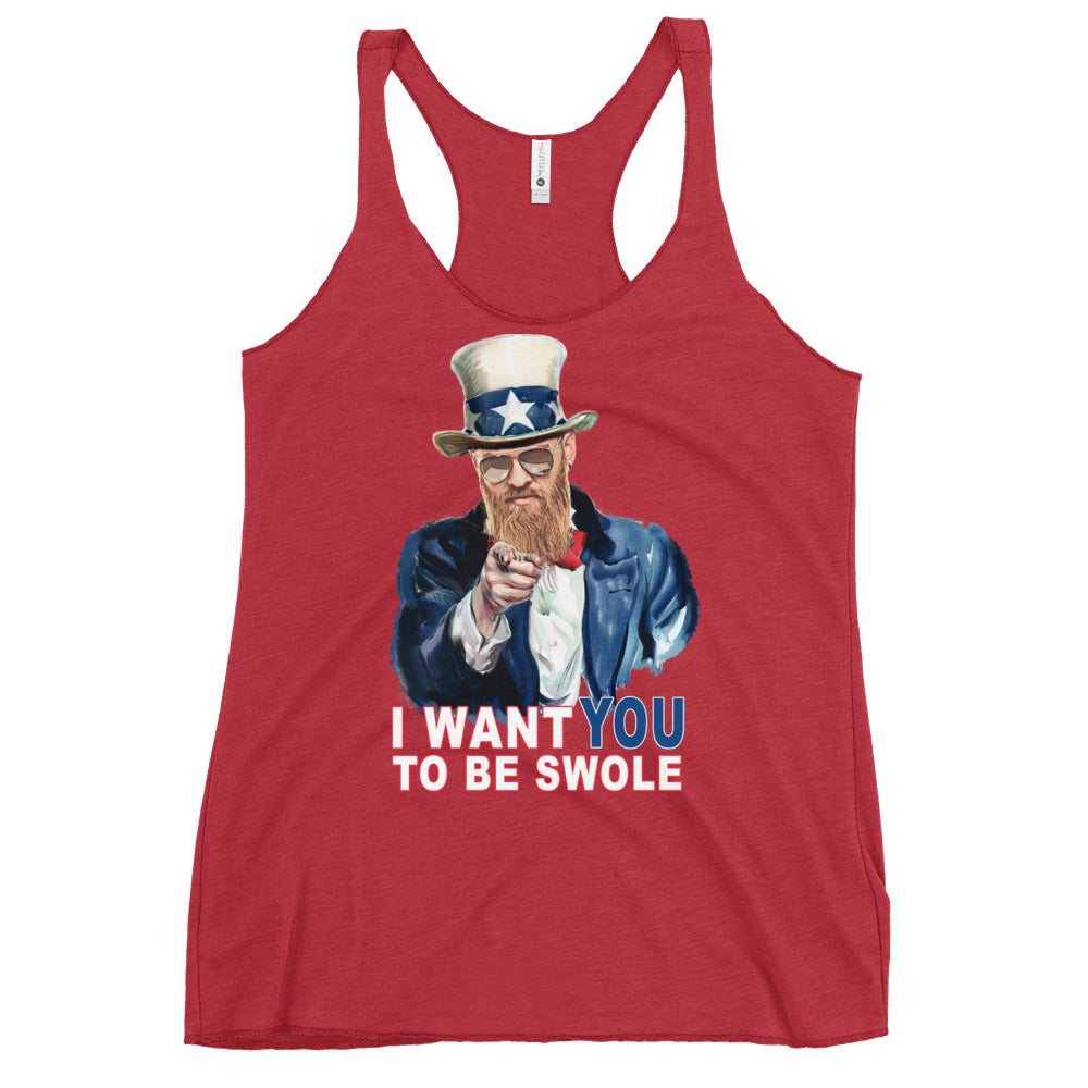 I Want You To Be Swole Women's Racerback Tank – Papa Swolio